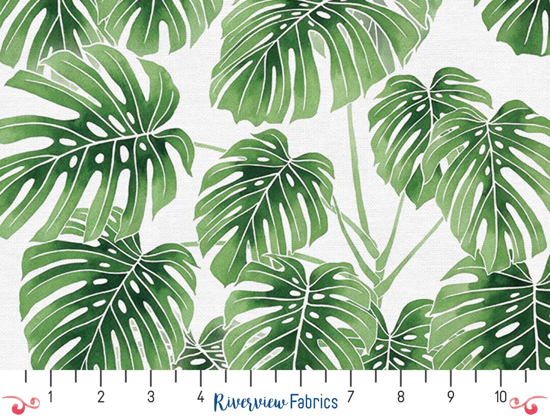 Monstera Leaves Fabric by the Yard, Modern Botanicals Collection ...