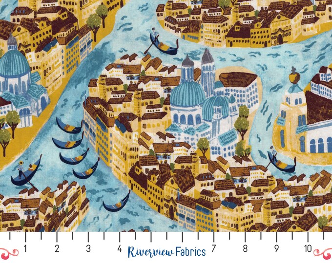 Italy Fabric - Venice, Canals and Gondolas, City of Venice, Quilting ...