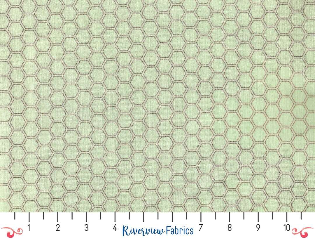 Honeycomb Fabric by the Yard, Mint Green, Metallic Rose Gold, Bliss ...
