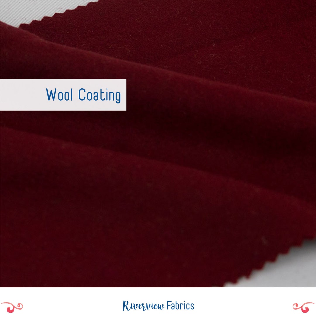 Wool Melton Coating Fabric by the Yard, Burgundy, Fabric Merchants ...