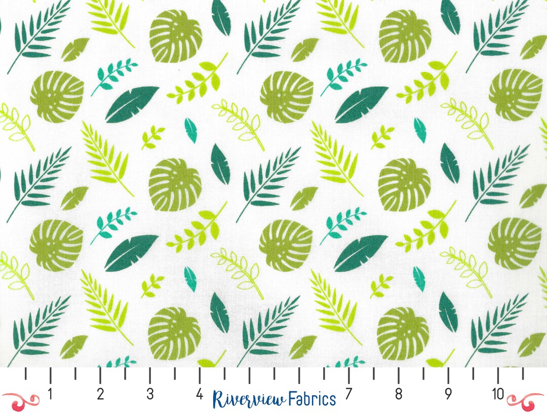 Tropical Scented Fabric - Tropical Leaves - White | Camelot Fabrics ...