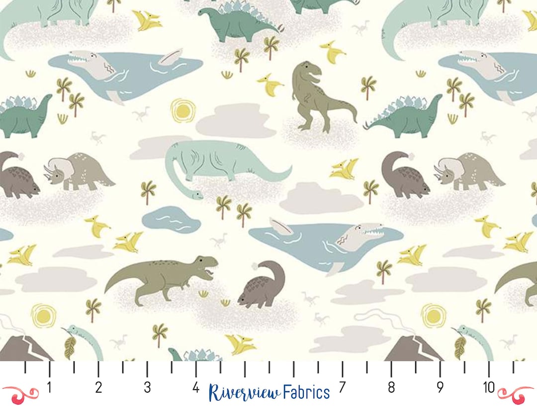 Roar - Dinosaurs - Cream | Riley Blake | Quilting Cotton | Fabric by ...