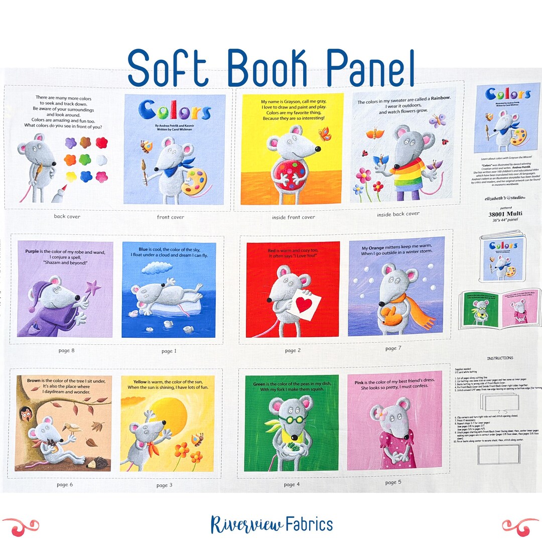 Colors Soft Book Panel, Elizabeth Studios, Quilting Cotton Fabric Panel ...