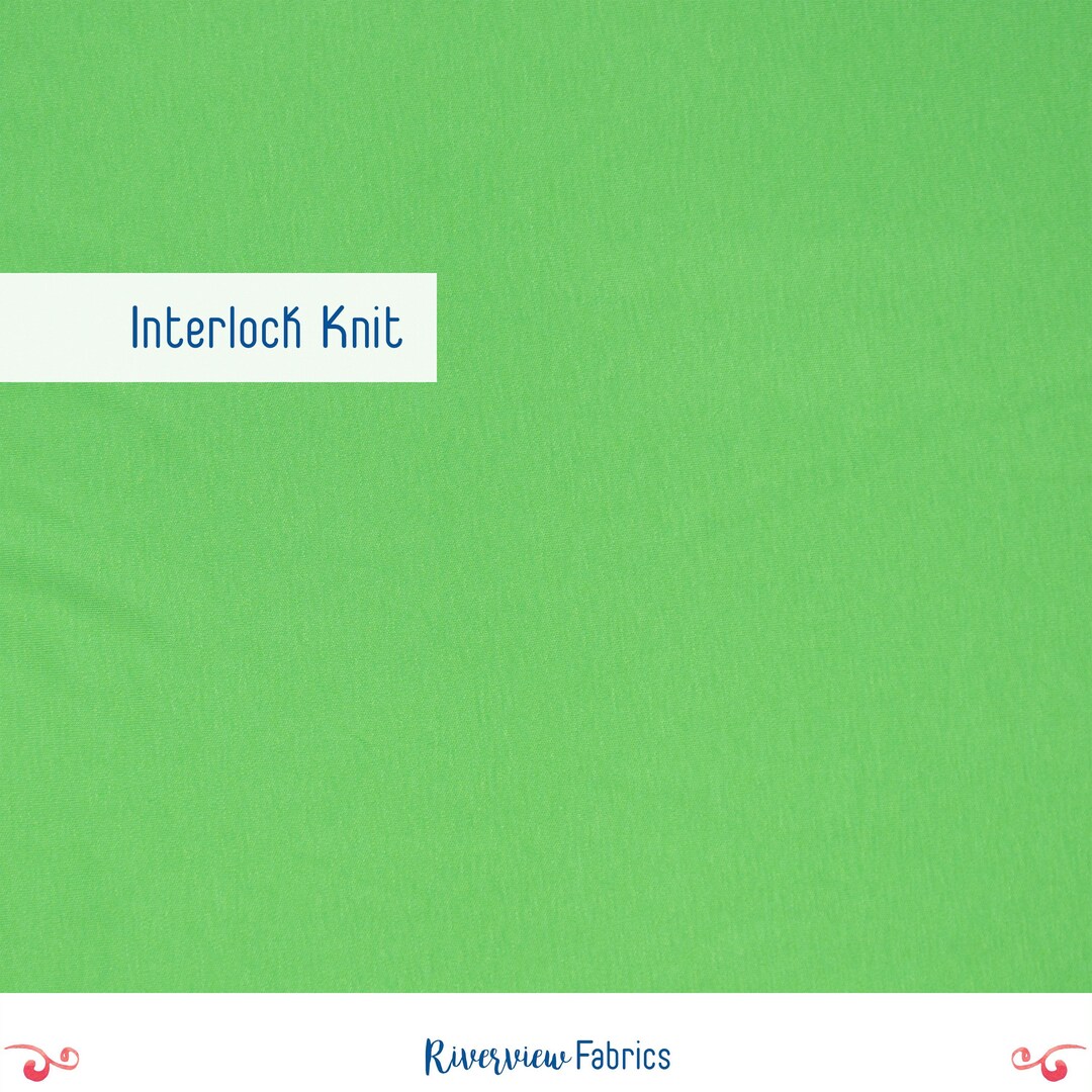 Solid Interlock Knit Fabric by the Yard, Kelly Green, Cotton Polyester ...