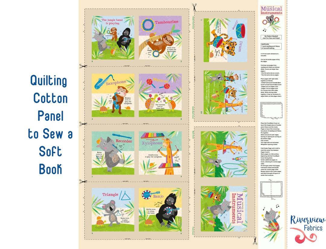 Jungle Drums - 36" Storybook Panel, Clothworks, Quilting Cotton Fabric ...
