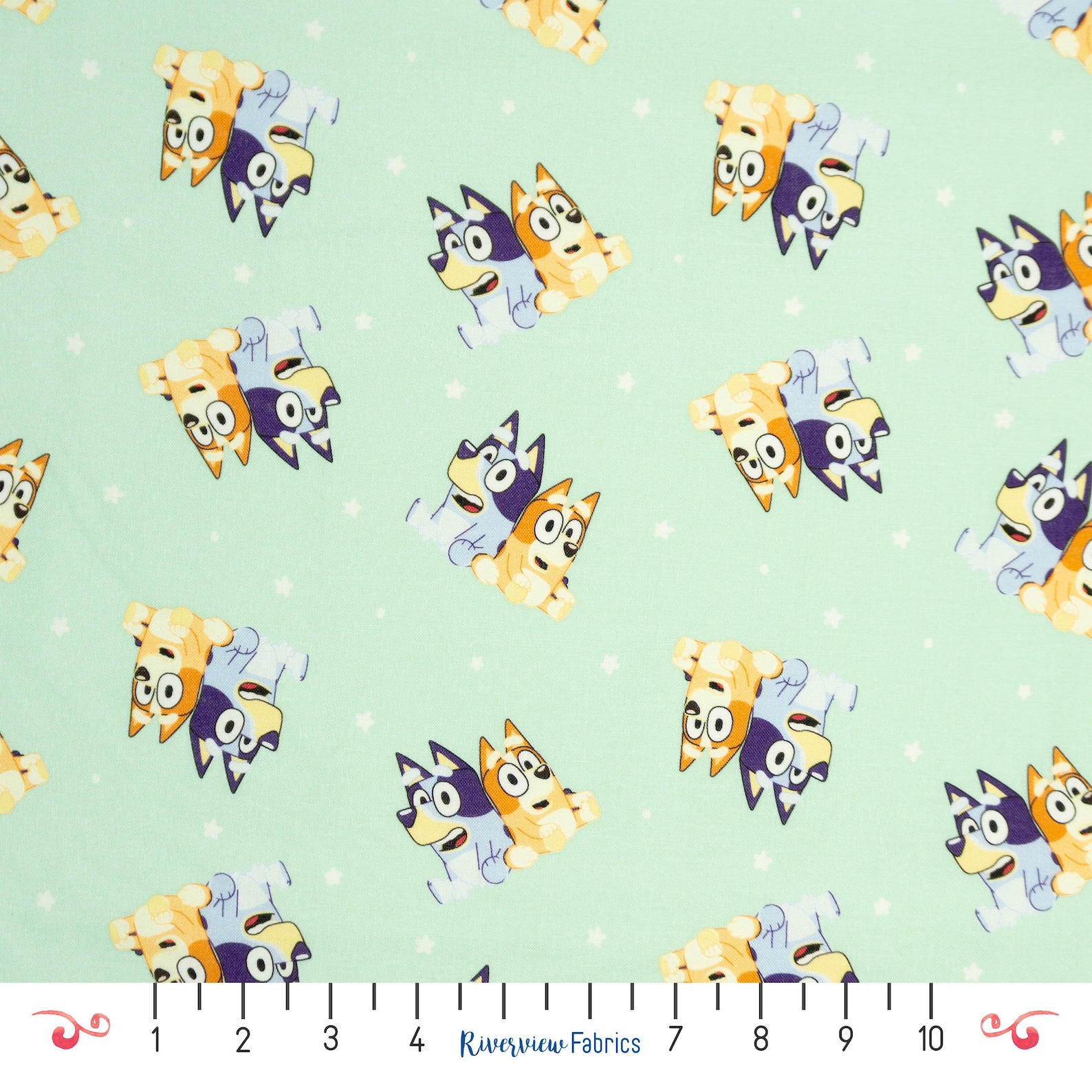 Bluey Fabric by the Yard, Bluey and Bingo, Mint Green, Springs Creative ...