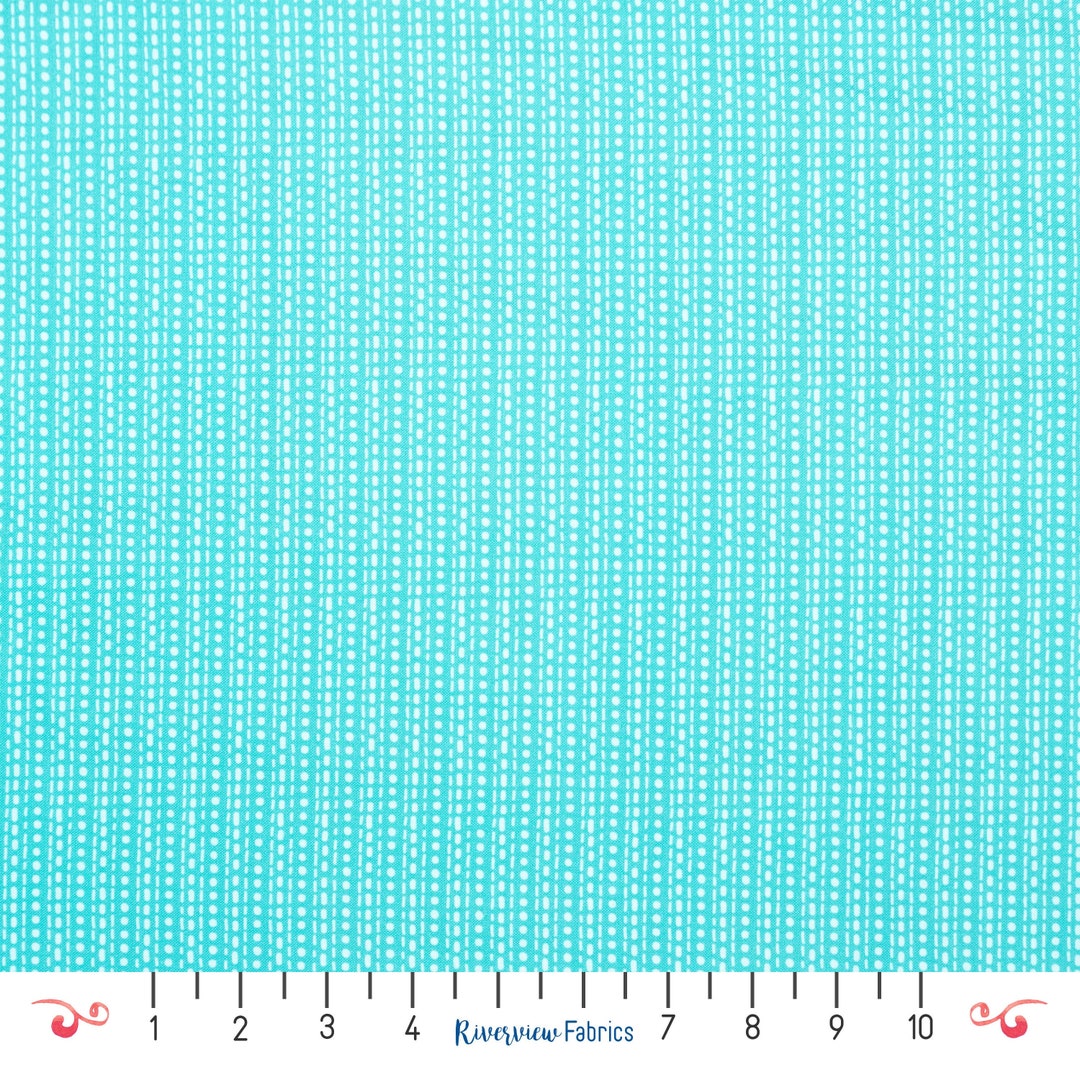 Striped Dash Fabric by the Yard, Aqua Blue, Merry Penguins, Camelot ...