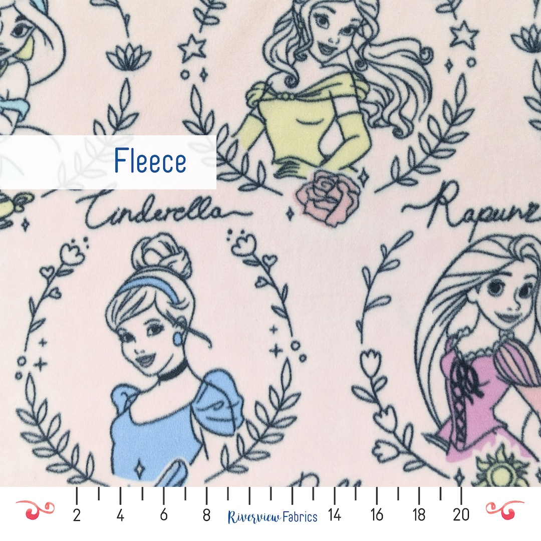 Disney Princess Fleece Fabric by the Yard, Light Pink Background ...