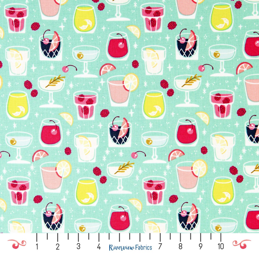 Cocktail Fabric by the Yard, Colors & Cravings, RJR Fabrics, White ...