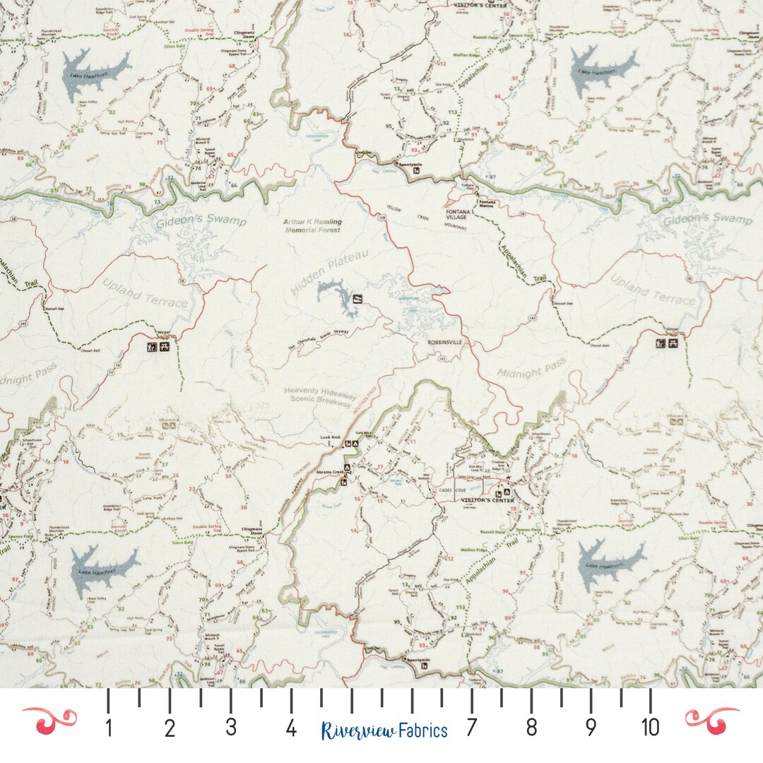 Hiking Map Fabric by the Yard: Quilting Cotton, Off-white - Etsy