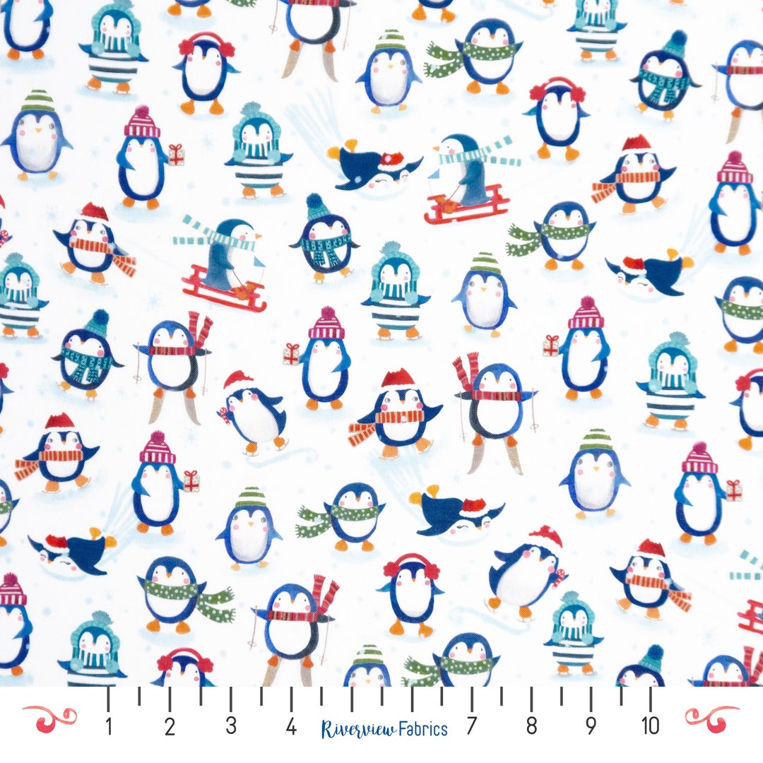 Penguin Fabric by the Yard, Winter Waddles Collection, P&B Textiles ...