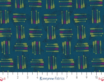 Blue and Red Kayak Natural Camping Pattern Fabric Kayaks-01 by ...