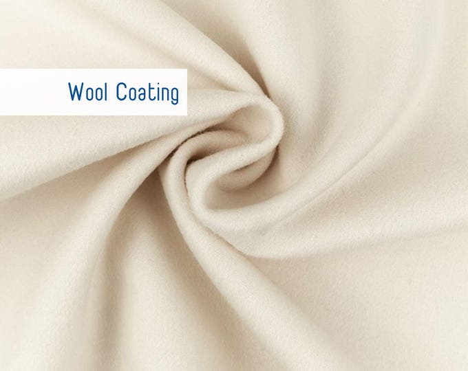 Wool Melton Coating Fabric by the Yard, Off-white, Fabric Merchants ...