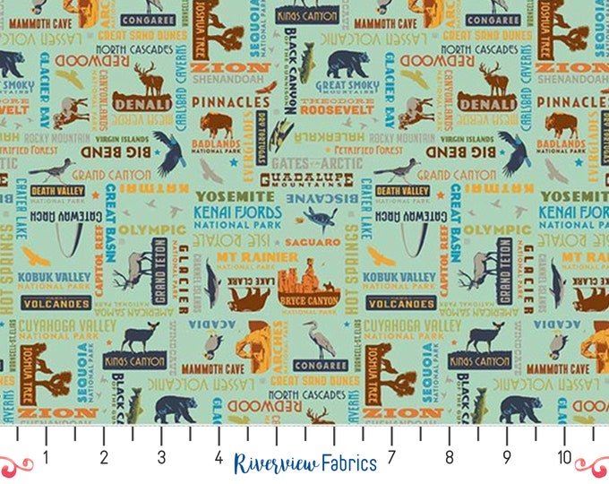 National Parks Fabric by the Yard, Green, National Parks Collection ...
