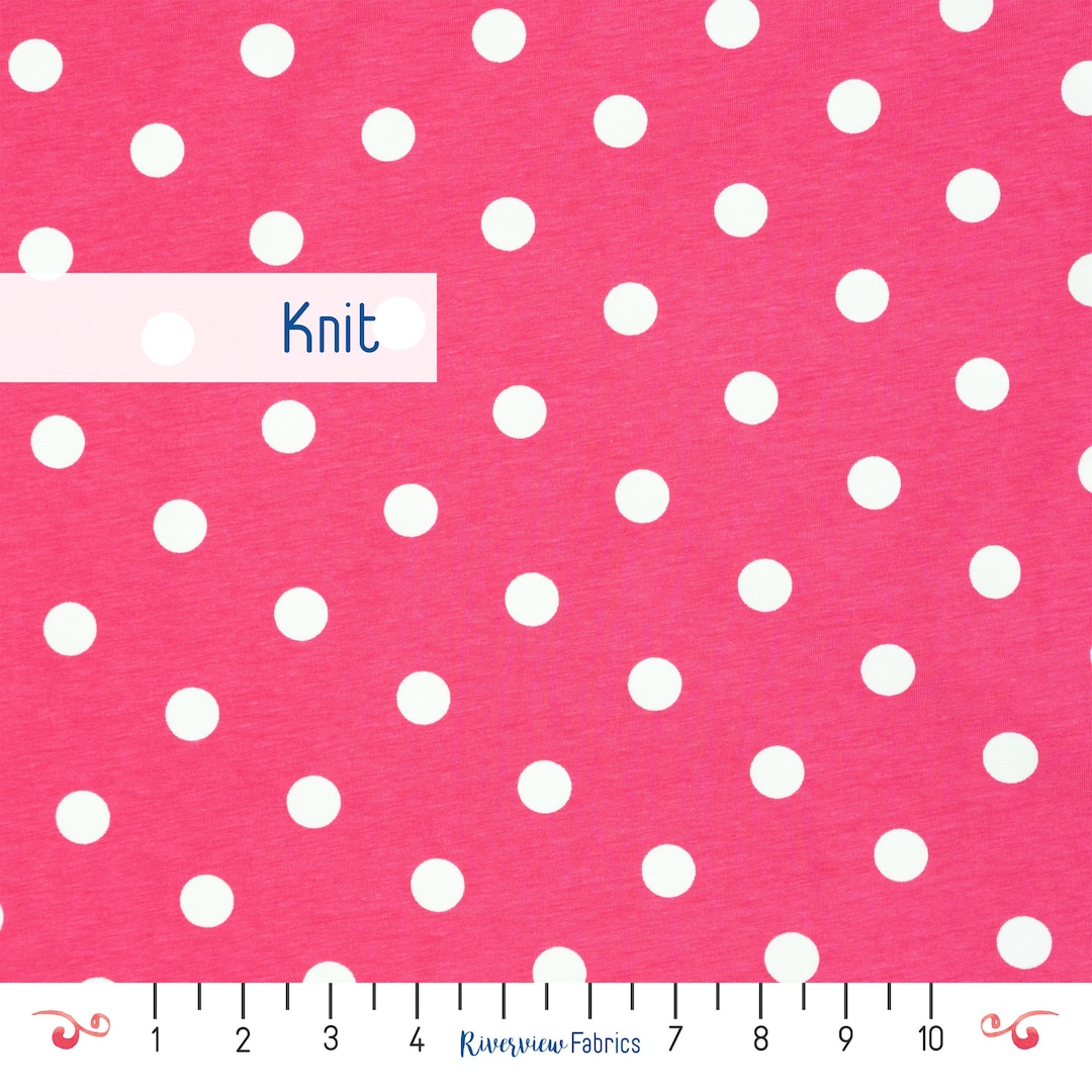 Polka Dot Knit Fabric by the Yard: Pink With White Dots, Cotton/spandex ...