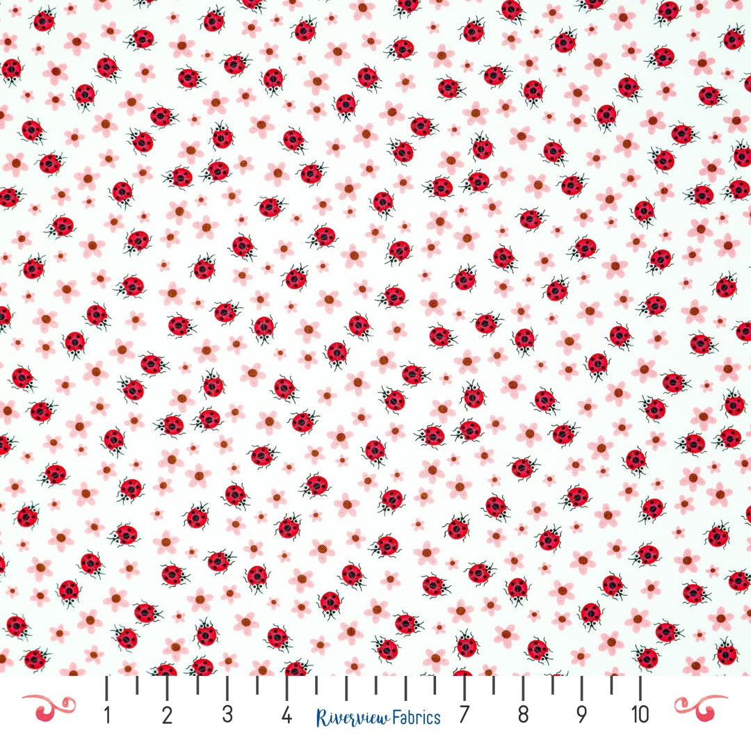 Ladybug Fabric by the Yard, Let It Grow Collection, Studio E Fabrics ...