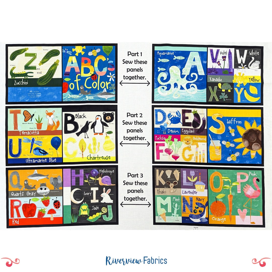ABC Cloth Book Fabric Panel, 36 Storybook Panel, Abc's of Color, in the ...