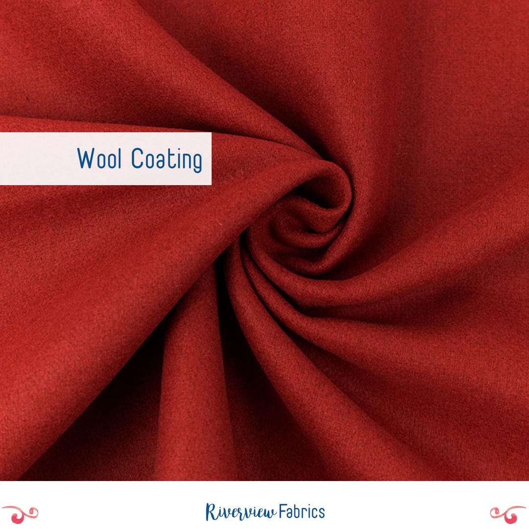 Wool Melton Coating Fabric by the Yard, Red, Fabric Merchants ...