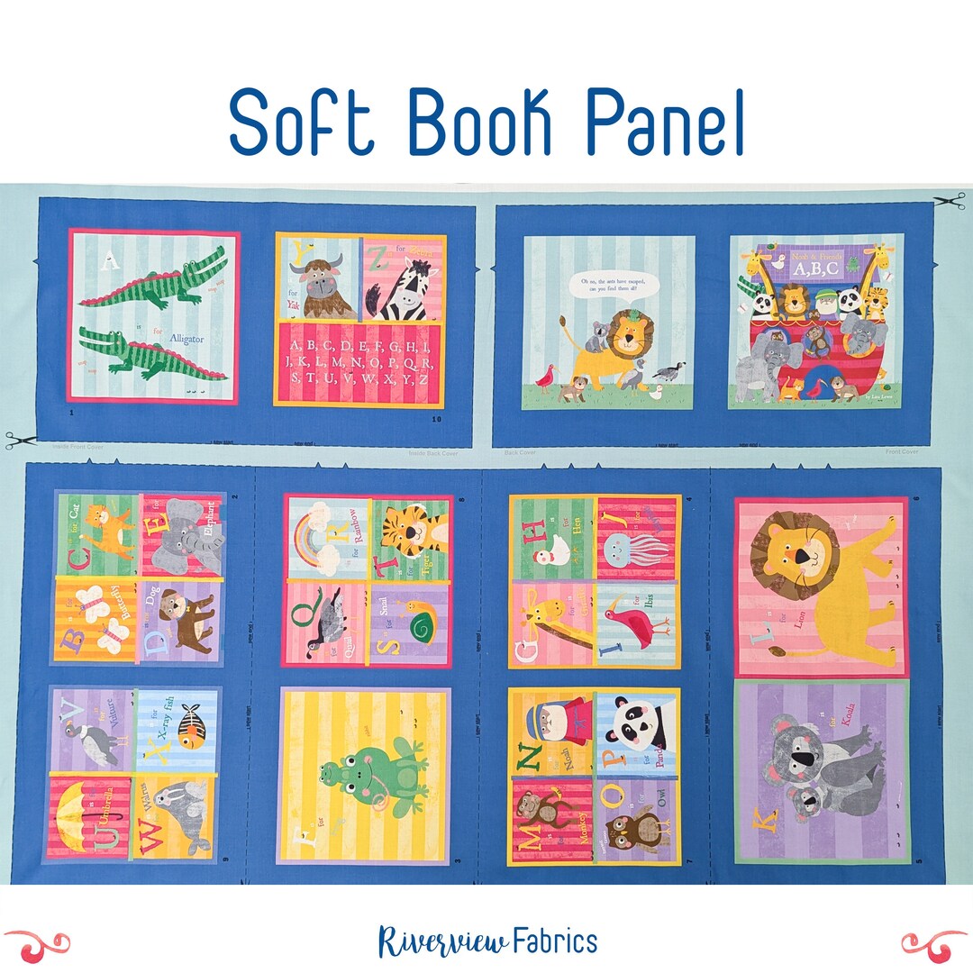 Noah and Friends Soft Book Panel, Clothworks, Quilting Cotton Fabric ...