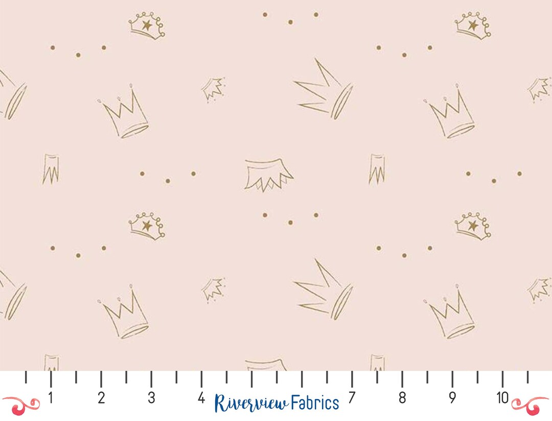 Princess Crowns Fabric by the Yard, Pink and Gold, Riley Blake, 100% ...