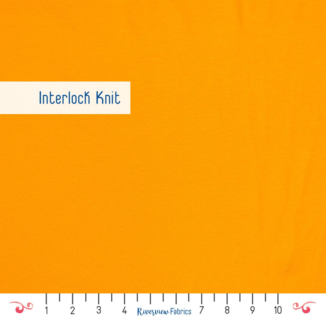 Solid Interlock Knit Fabric by the Yard, Orange, Cotton Polyester Blend ...