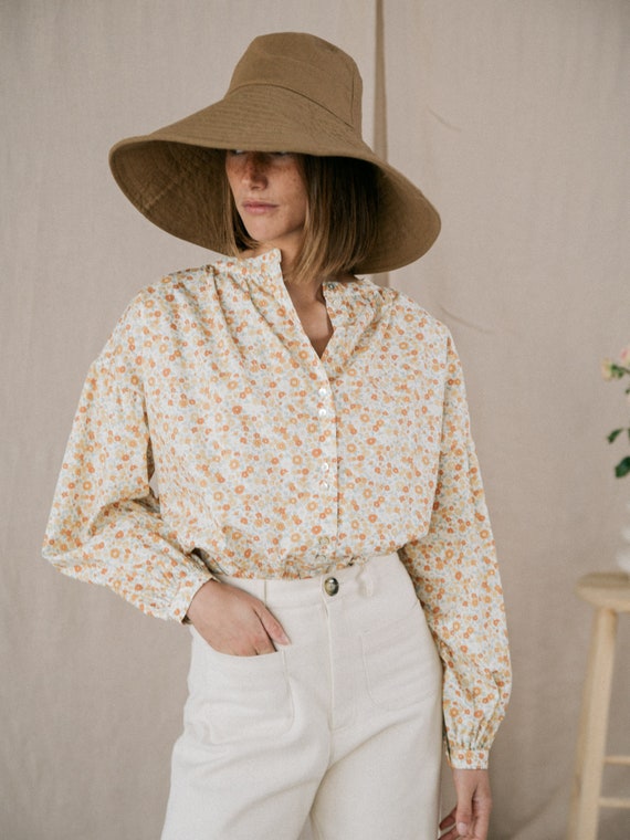 PRAIRIE FLORAL BLOUSE Romantic Cottage Core Prairie Gathered | Etsy