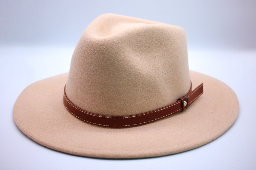 Beige Fedora Hat - Wide Brim Original Handmade Classic Elegant Organic ...