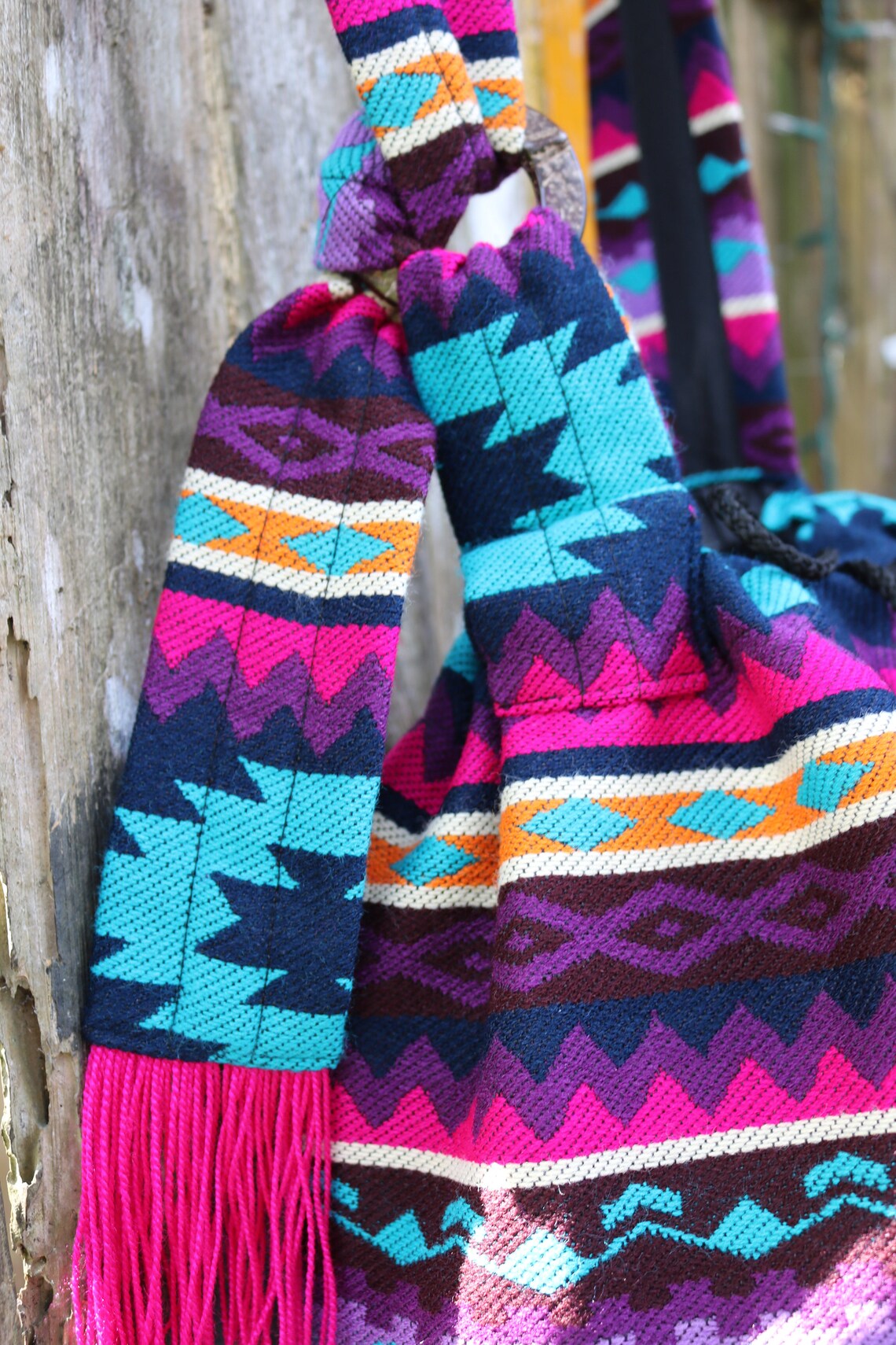 Tassel Bag Crossbody violet Tribal Pattern Boho Handmade | Etsy