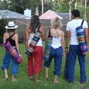 Yoga Mat Bag Brown Shoulder Crossbody Handmade Inca Tribal Pattern Boho ...