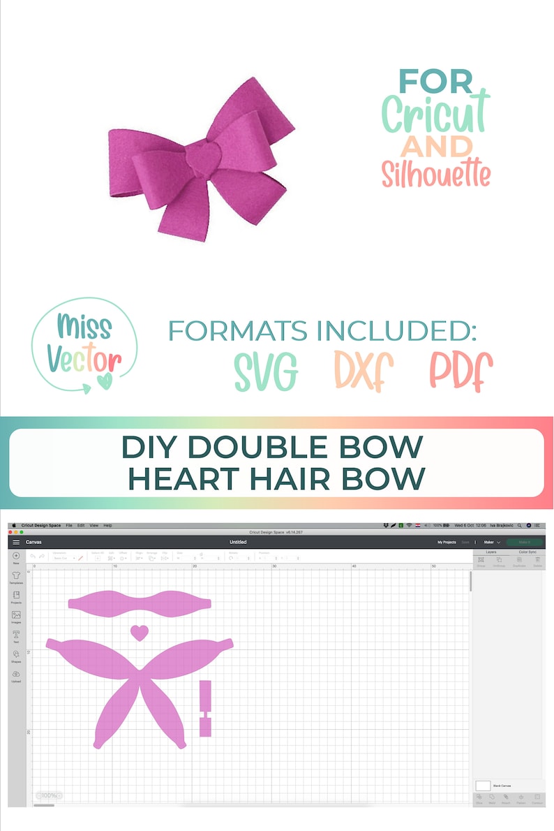 Double Bow Svg Bow Template Leather Bow Svg Hair Bow Svg | Etsy