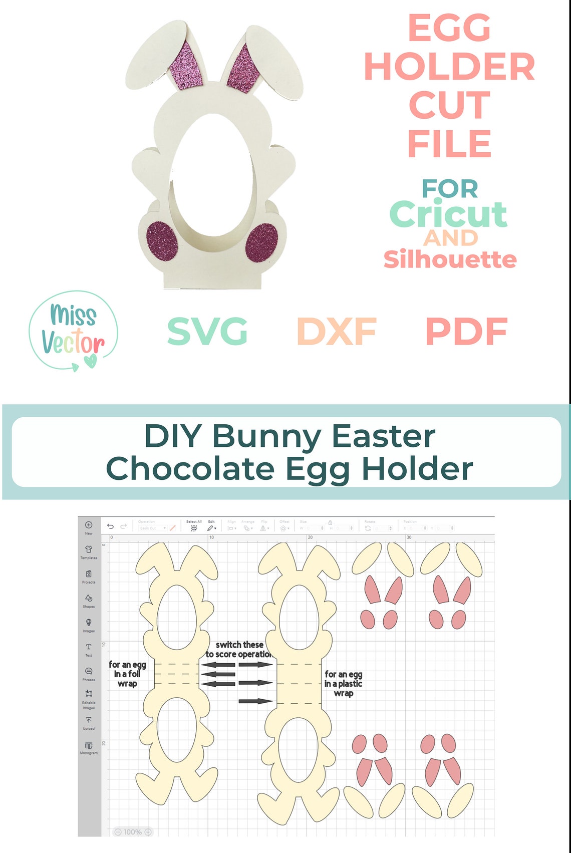 Easter Bunny Egg Holder SVG, Easter Gift, Chocolate Egg Stand, Easter ...
