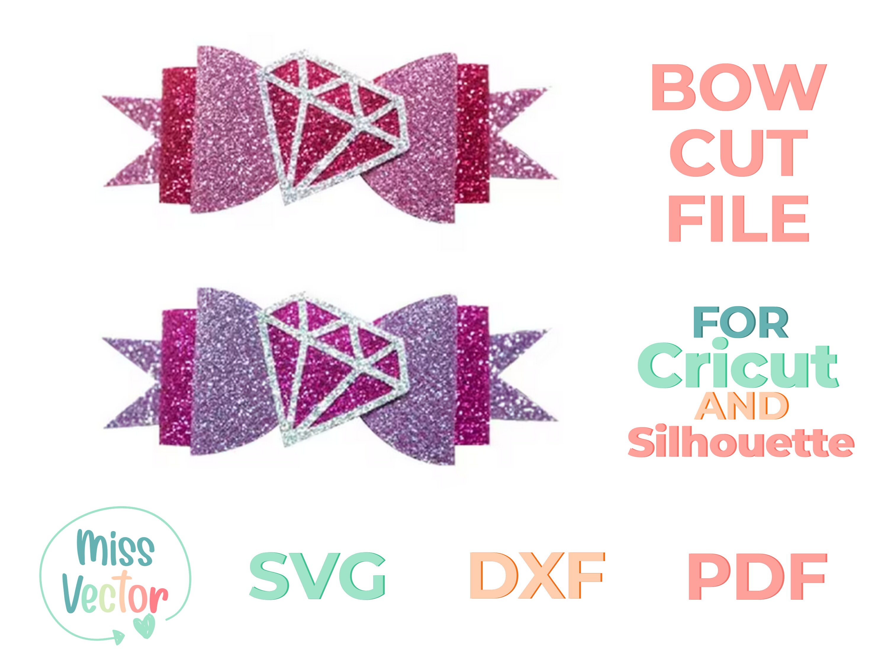 Bow SVG Template, Bow SVG, Diamond Bow SVG, Hair Bow Svg, Princess Bow Svg, Felt Bow Silhouette ...