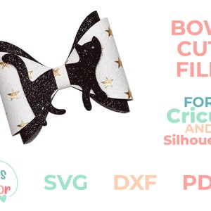 Cute Cat Bow Template SVG, Bow SVG, Bow Template, Hair Bow Template ...