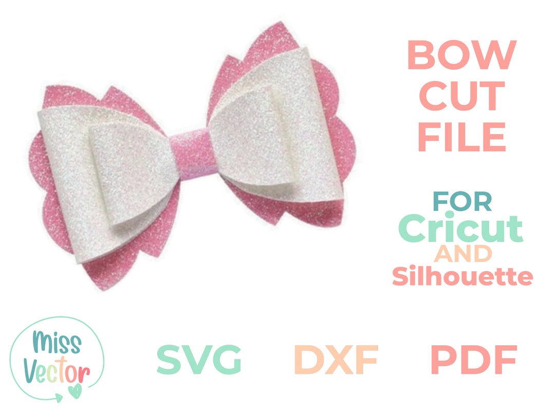 Pink Glitter Bow Template SVG, Bow SVG, Bow Template, Hair Bow Template ...