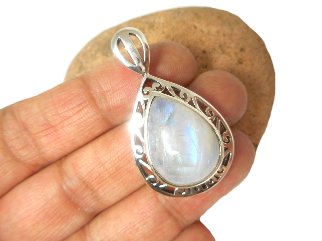 Fiery Teardrop Shaped MOONSTONE Sterling Silver 925 Gemstone - Etsy