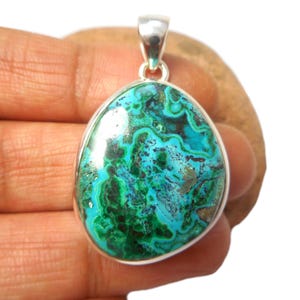 Large Blue Green CHRYSOCOLLA Sterling Silver 925 Gemstone Pendant - Etsy