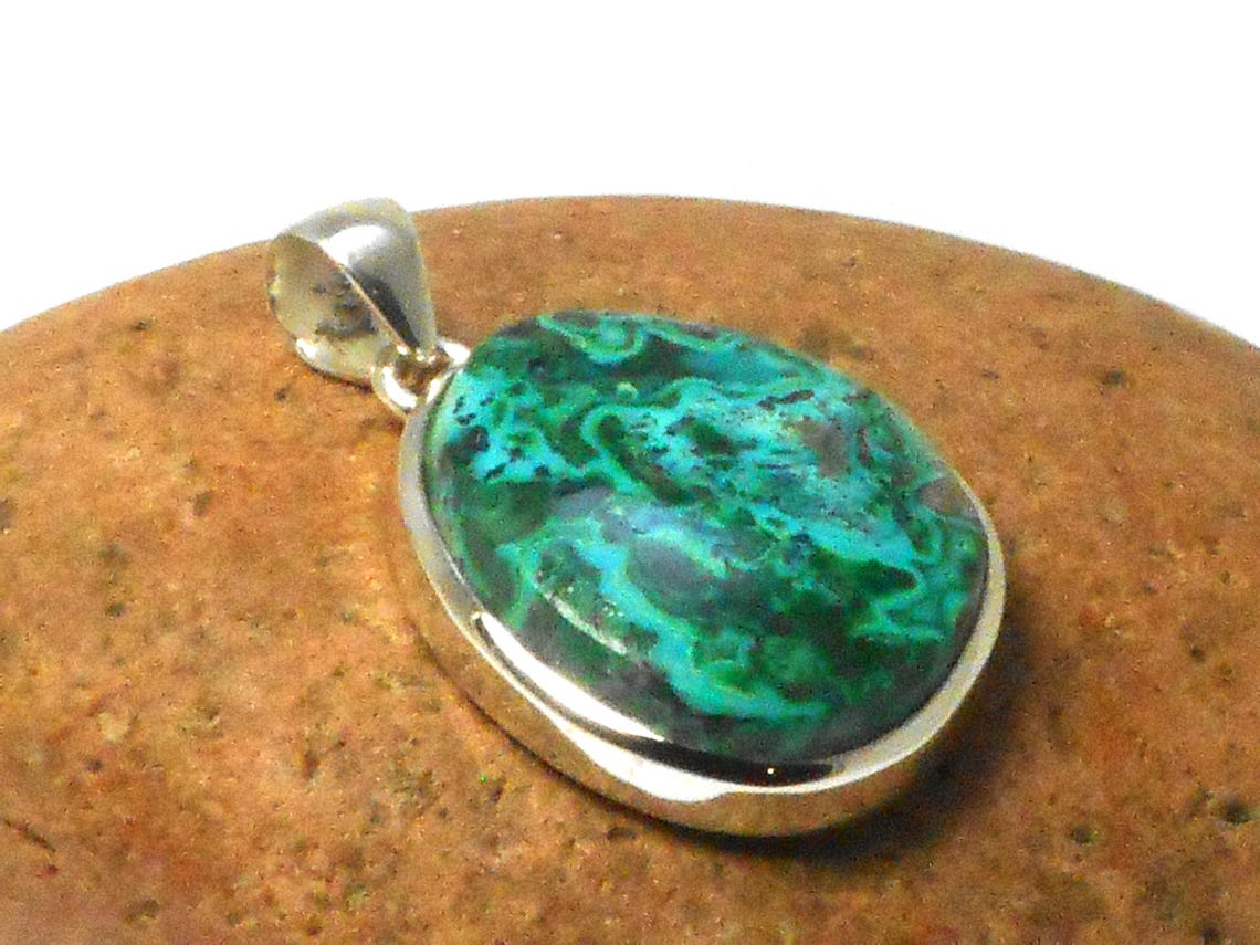 Large Blue Green CHRYSOCOLLA Sterling Silver 925 Gemstone Pendant - Etsy