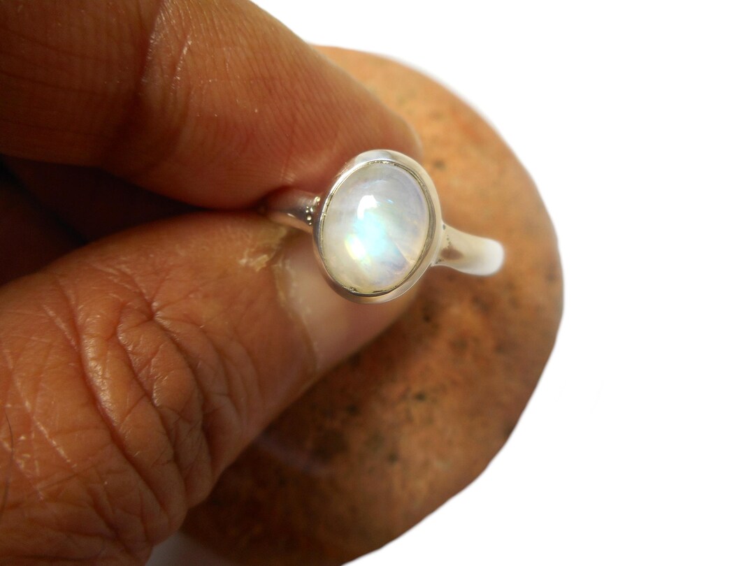 Fiery Oval Moonstone Ring Sterling Silver 925 - Etsy