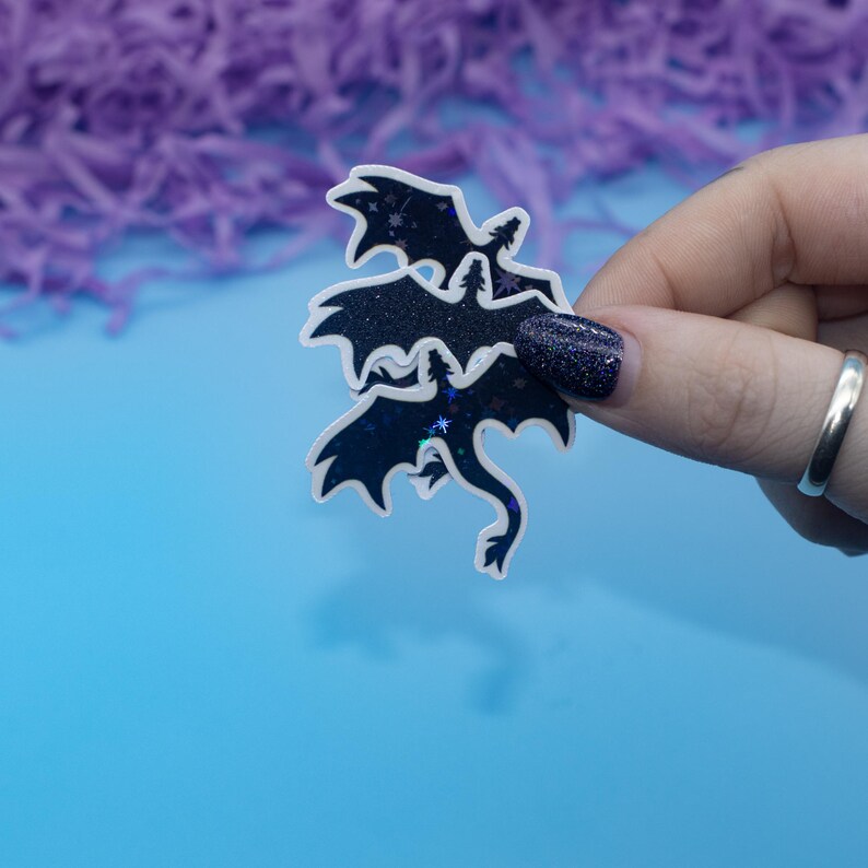 Flying Dragon Glitter & Holographic Sticker | Kindle Stickers | Book ...