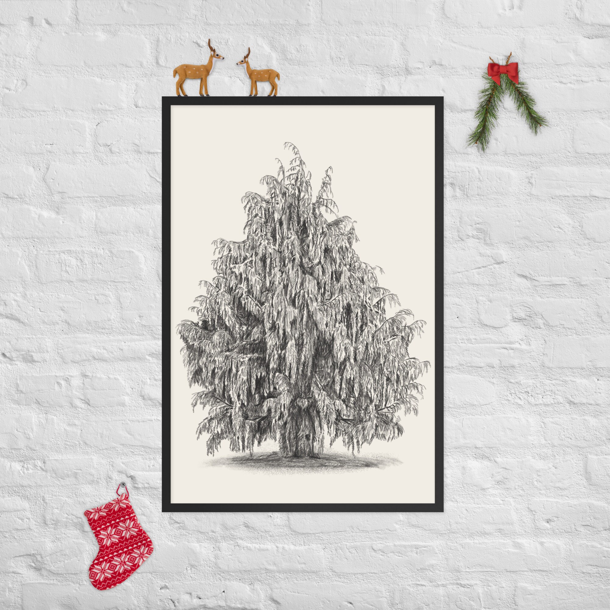 Cedar Tree, Vintage PNG Art, Printable Wall Art, Rustic Home Decor ...