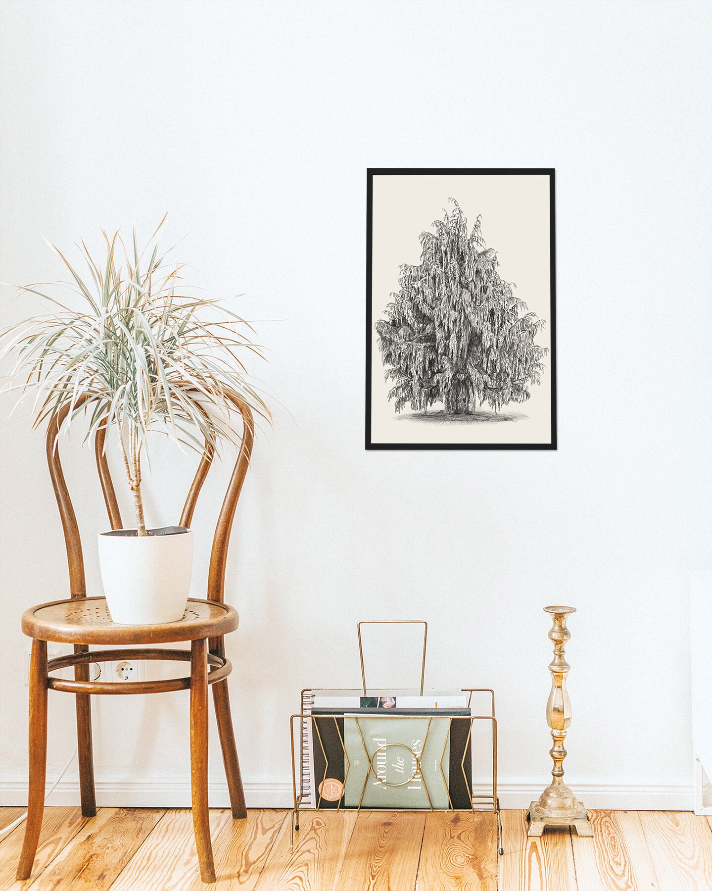 Cedar Tree, Vintage PNG Art, Printable Wall Art, Rustic Home Decor ...