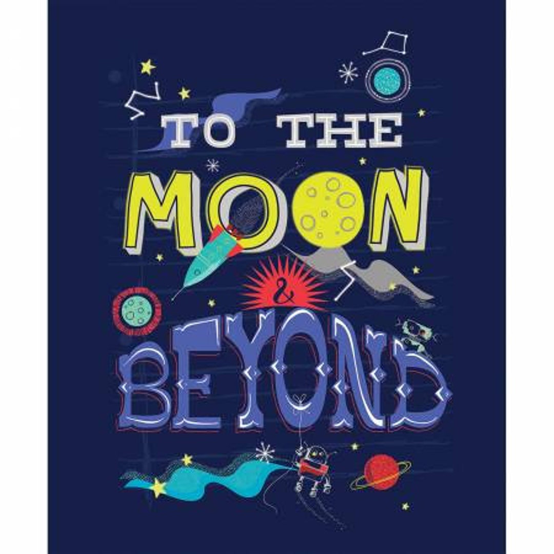 Quilt Panel /to the Moon / Space Quilt Panel / Glow in the Dark Fabric ...