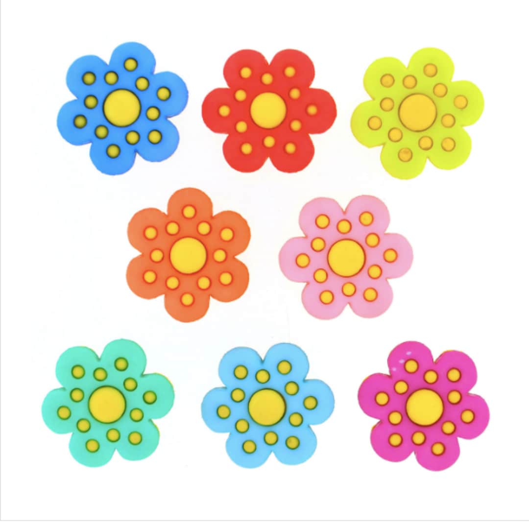 Button Pack - Polka Dot Flowers by Dress It Up- Assorted - Etsy