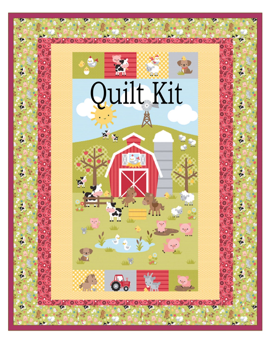 Pre Cut Quilt Kit, Beginner Sewing Project, Happy Farmer, Riley Blake ...