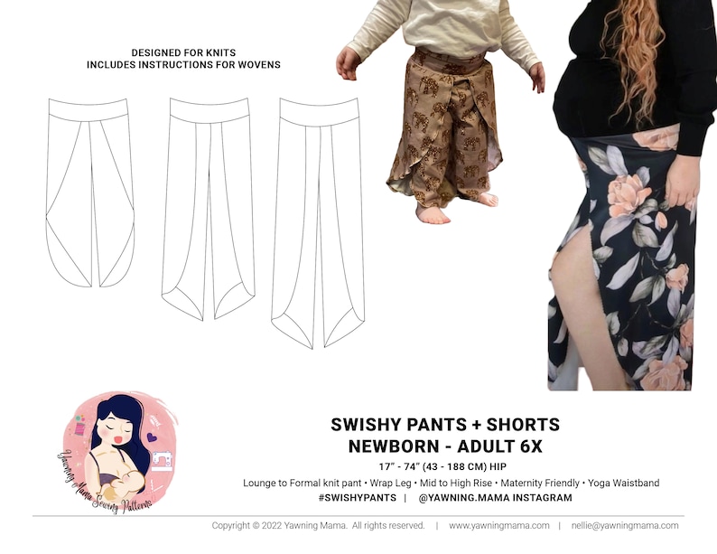Swishy Pants and Shorts PDF Sewing Pattern for Knit Wrap Pants ...