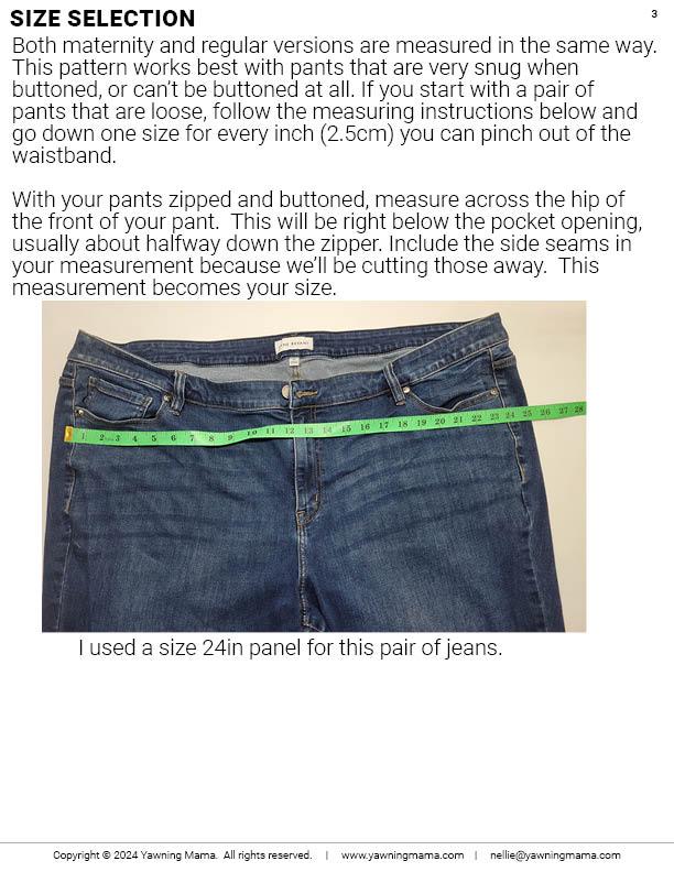 Belly Band Sewing Pattern - Add a Knit Panel to Jeans - Maternity Bump ...