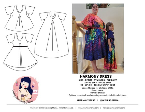 Harmony Top and Dress PDF Sewing Pattern for Adults and Youth - Etsy