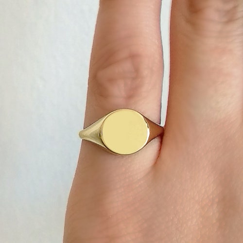 18K 14K 9K Rectangular Bar Signet Ring Diamond Signet Ring | Etsy