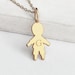 14K 9K Personalized Initial Tiny Boy Pendant, Solid Gold Boy Charm ...