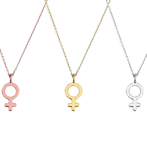 14K Female Symbol Necklace Feminist Necklace Solid Gold | Etsy